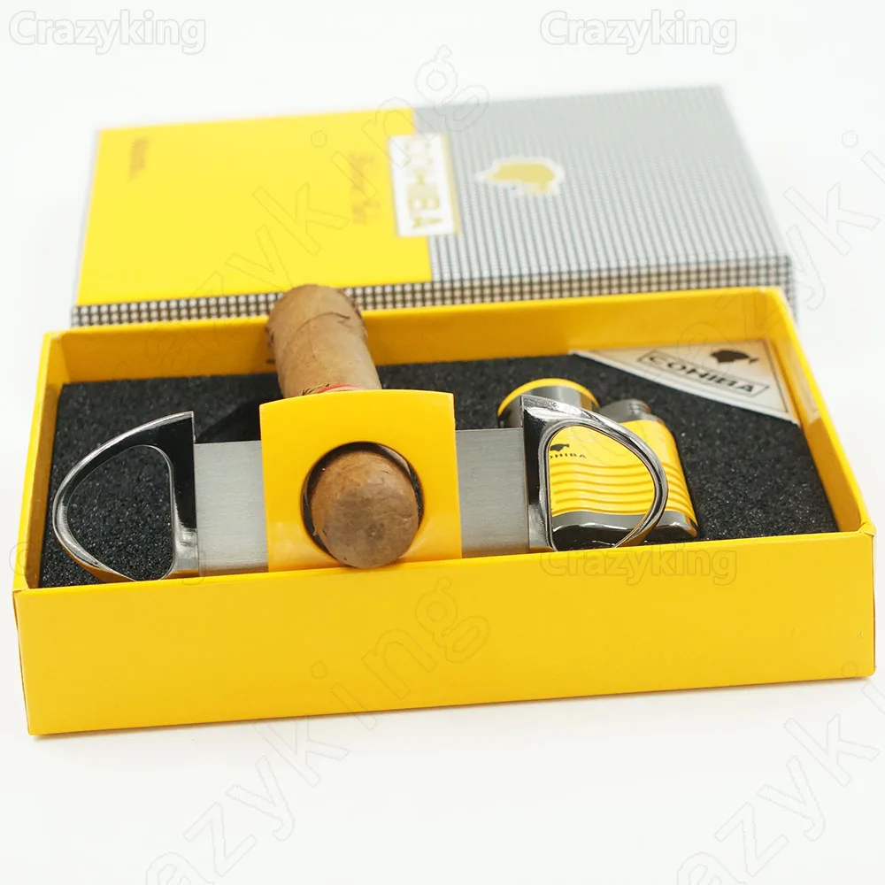 Metal Cigar Lighter Cutter Set 4 Torch Jet Flame Butane Gas Lighters ...