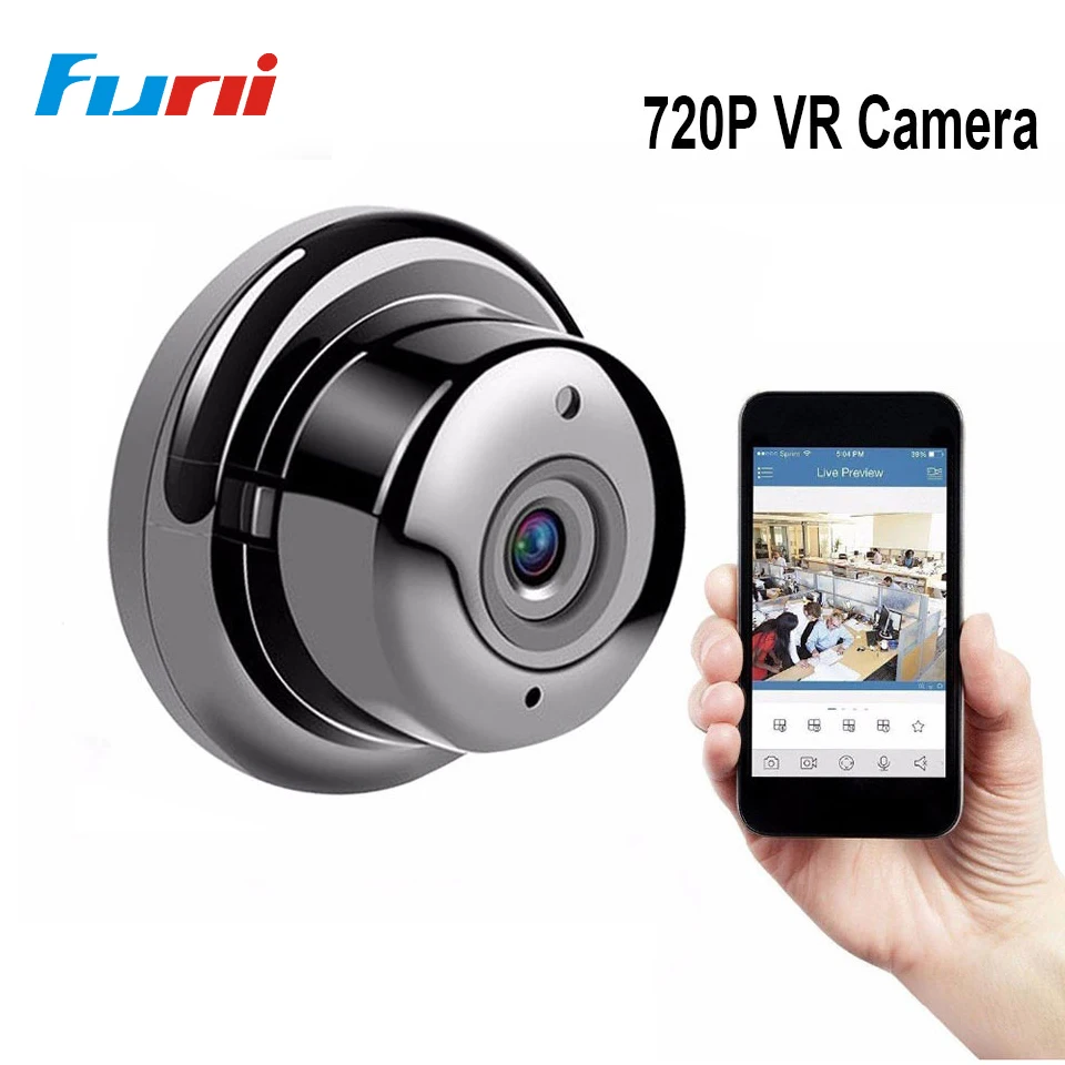 Funi Mini WIFI Camera 720P Wireless Home Security 180 Degree Panoramic ...