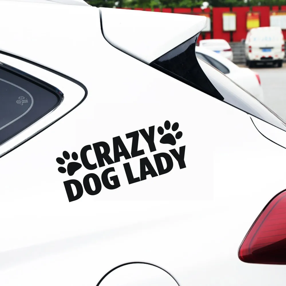 Car Styling Funny Sticker Crazy Dog Lady Car Bumper Sticker Decals Car ...