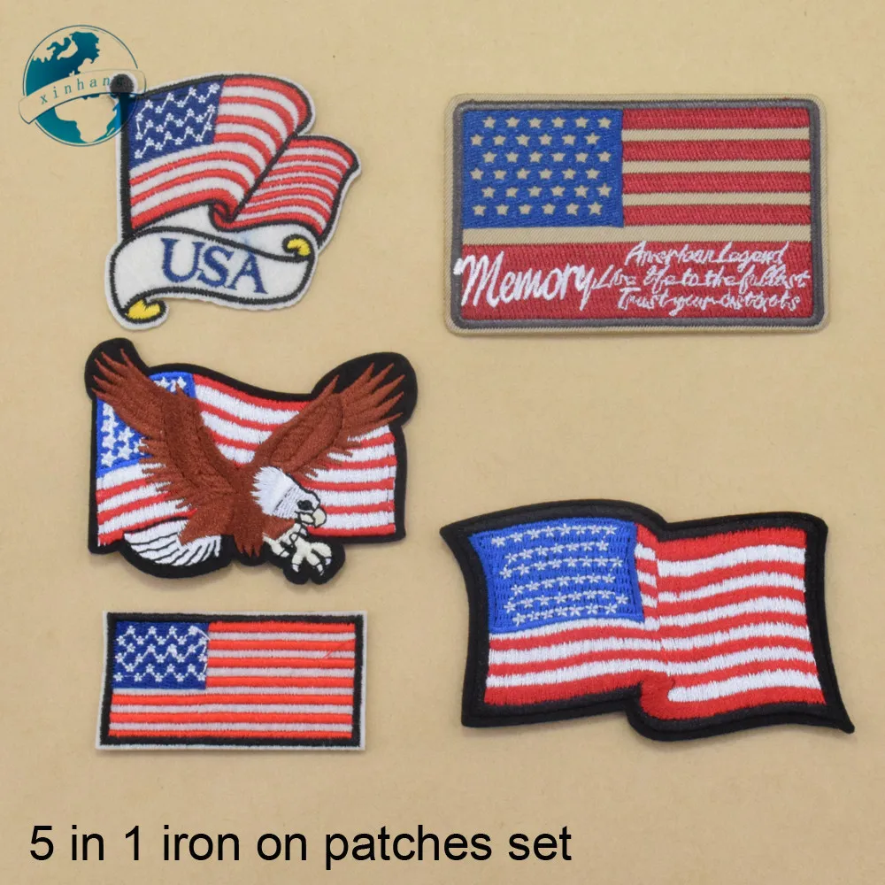 5 mixed designs Iron On Patches set diy appliques set embroidery ...