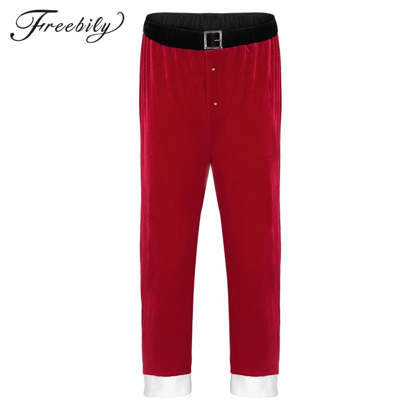 Red-Adult-Mens-Soft-Velvet-Christmas-Santa-Claus-Long-Pants-Cosplay ...