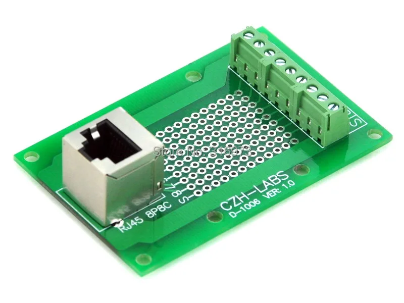 RJ45 8P8C Vertical Shielded Jack Breakout Board, Terminal Block ...