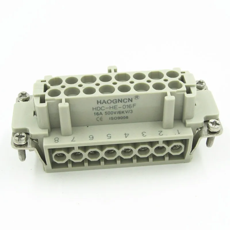 HDC-HE-016F Heavy Duty connector 16 pin 16A Rectangle Aviation Plug Socke