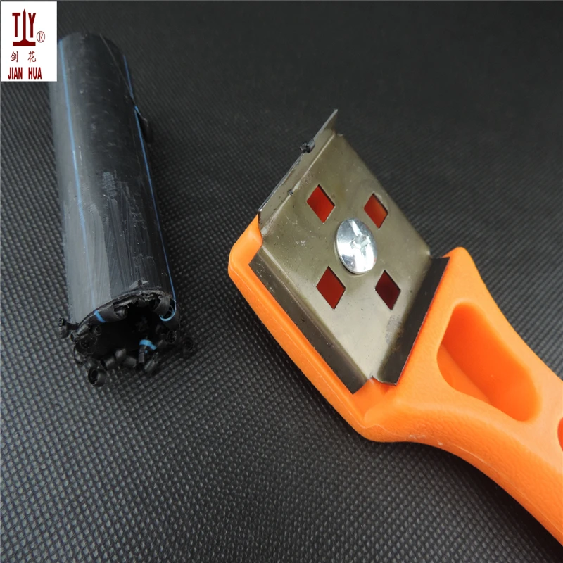 Pe tube hand reamer, Surrounded by pe water scraper blade, Removal of ...
