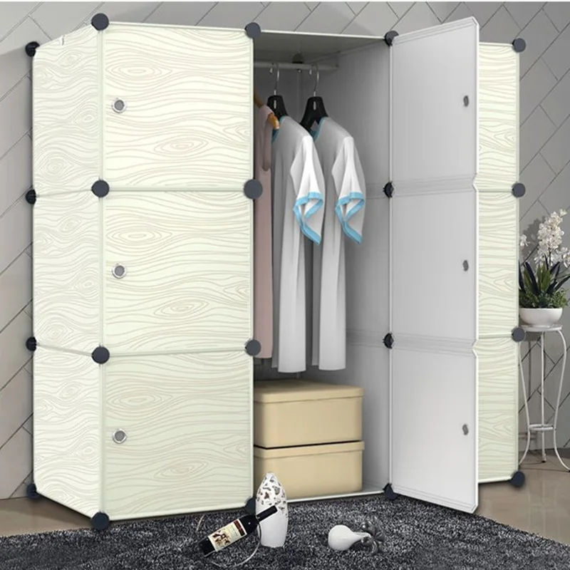 2019 Modern Wood Imitation Wardrobe DIY Assembly Home Hanging Wardrobes ...