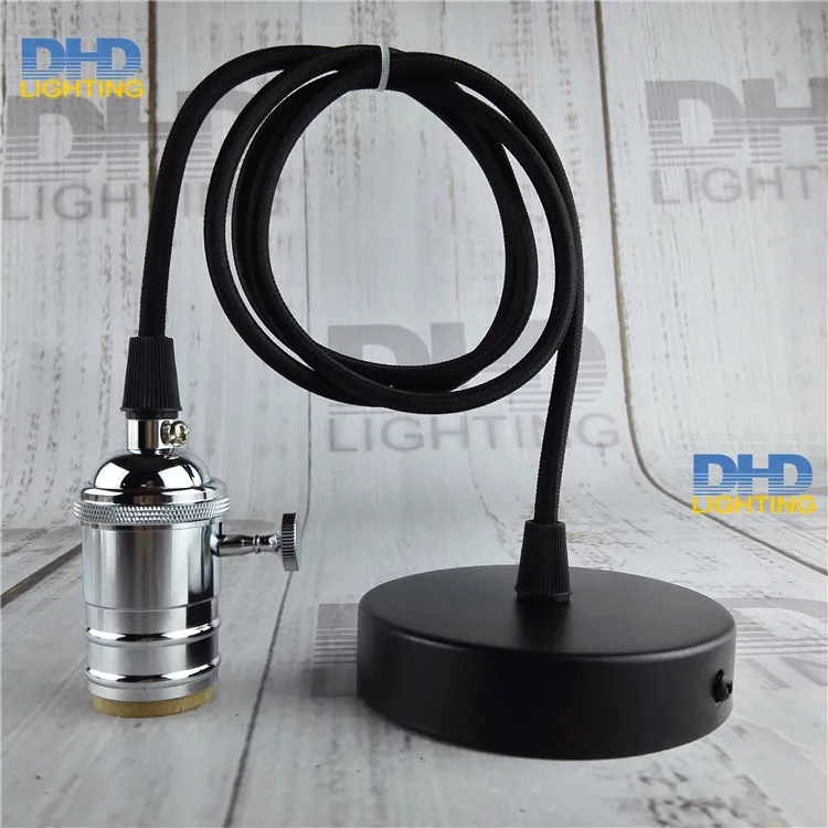 Glossy Chrome Finish Brass Key Socket Lighting Fixture Vintage E27 Diy ...