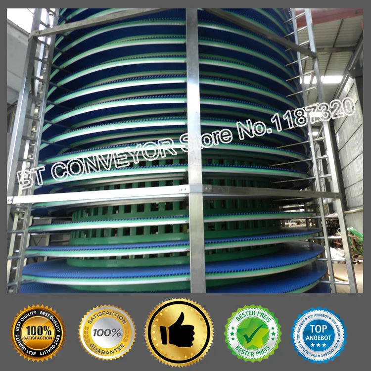 Spiral chain conveyor, stainless steel frame, food grade plastic net ...