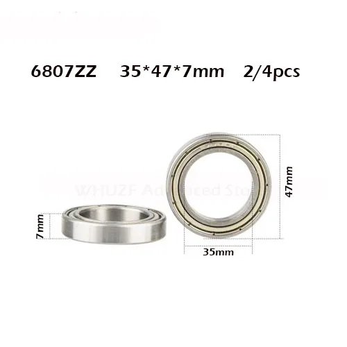 2/4pcs 6807zz 6807zz Bearing 6807-2z 1000807 6807z Deep Groove Ball ...