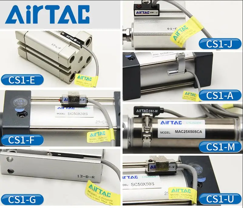 Free shipping 5X Airtac CS1 A Red LED Pneumatic Cylinder Magnetic ...
