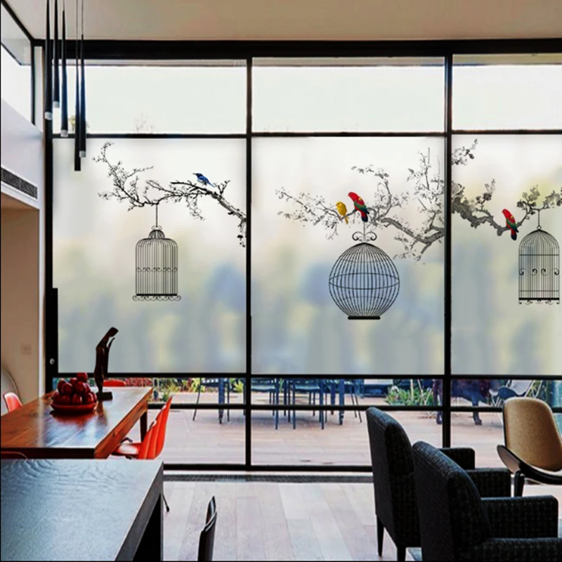 Window Films Glass stickers frosted glass stickers birdcage Decorative ... Window Films Glass stickers frosted glass stickers birdcage Decorative ...