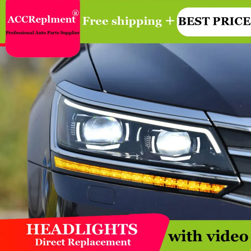 Car Styling for VW Passat Headlights 2016 2017 LED Headlight Lens ...