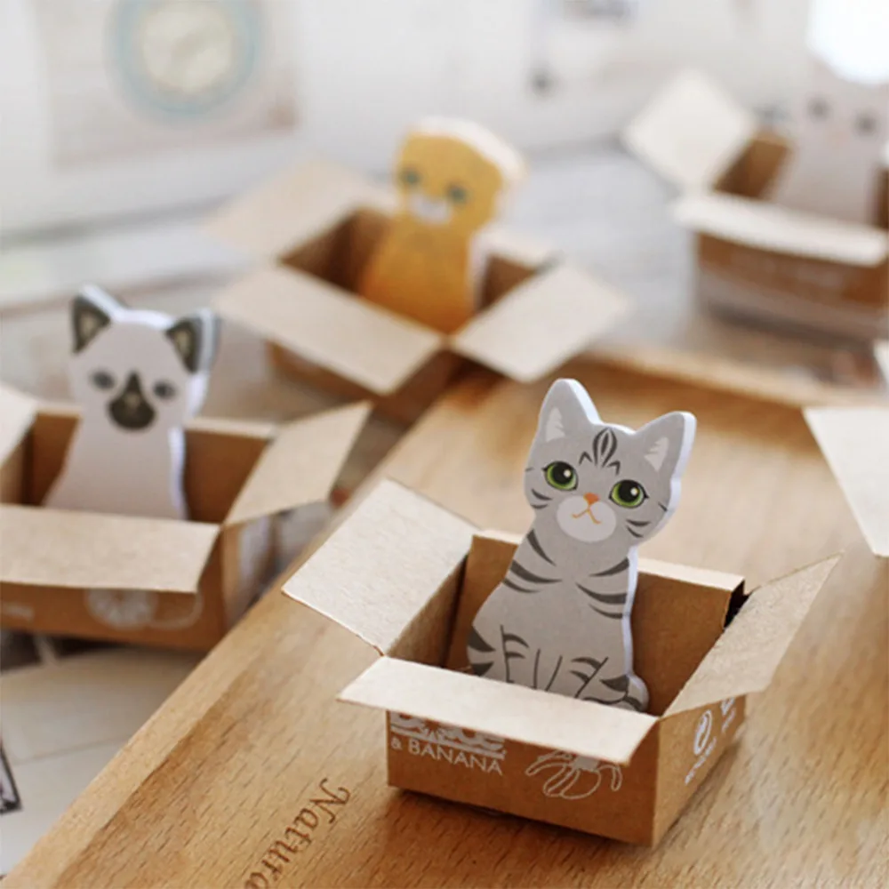 3D Kawaii Cat Dog Box Stickers Cute Cartoon Korean Stationery Sticky ...