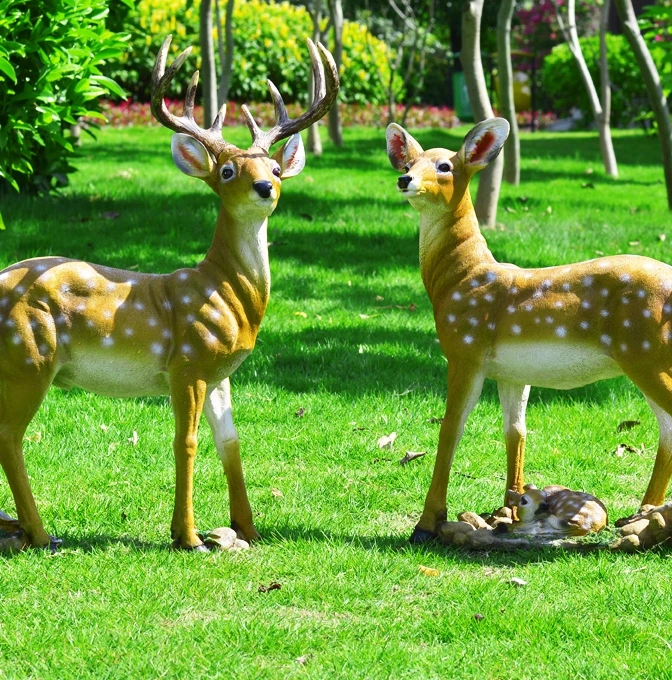 Courtyard garden ornaments simulation animal decoration resin deer ...