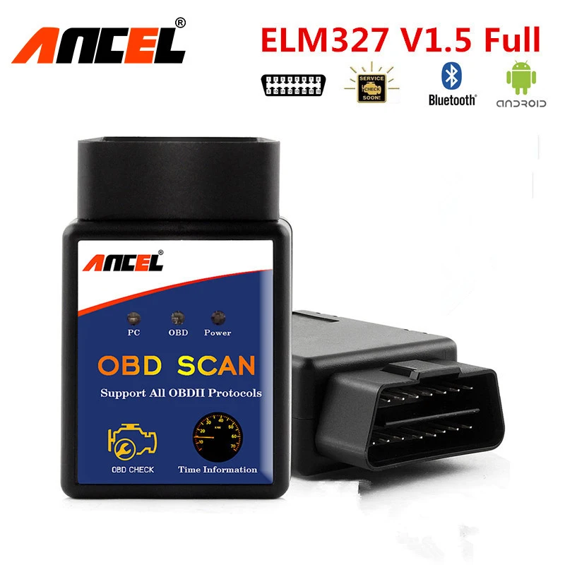 Ancel ELM327 OBD2 escáner Bluetooth ELM 327 V1.5 OBD 2 Auto ODB ...