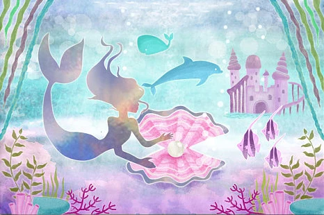 custom-Little-Mermaid-Corals-Rocks-Shell-background-High-quality ...