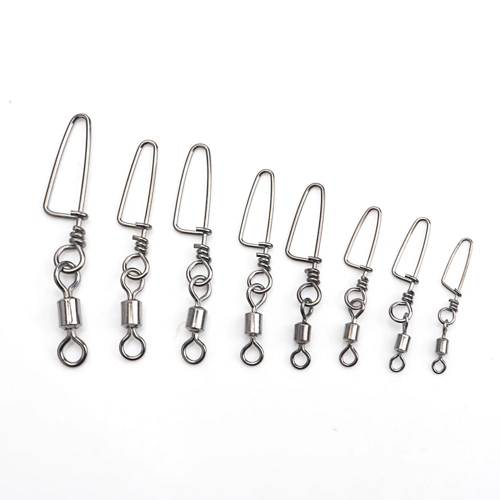 Brand 1 Pack 1/0# 6# Steel Fishing Rolling Swivel With Cross Lock Snap ...
