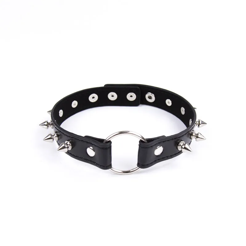 Balck Spike Sex Collar Leather Fetish Bondage Leash Adult Game Collars Sex Toys Woman Slave