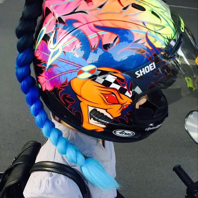 קסדות - Women Punk Style Motorcycle Helmet Twist Braid Horn Motocross ...