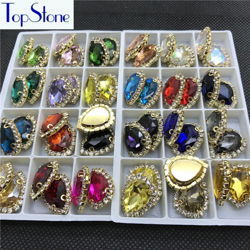 Teardrop Droplet | Rhinestones - 13x18mm 10pcs Colors Claw Sew ...
