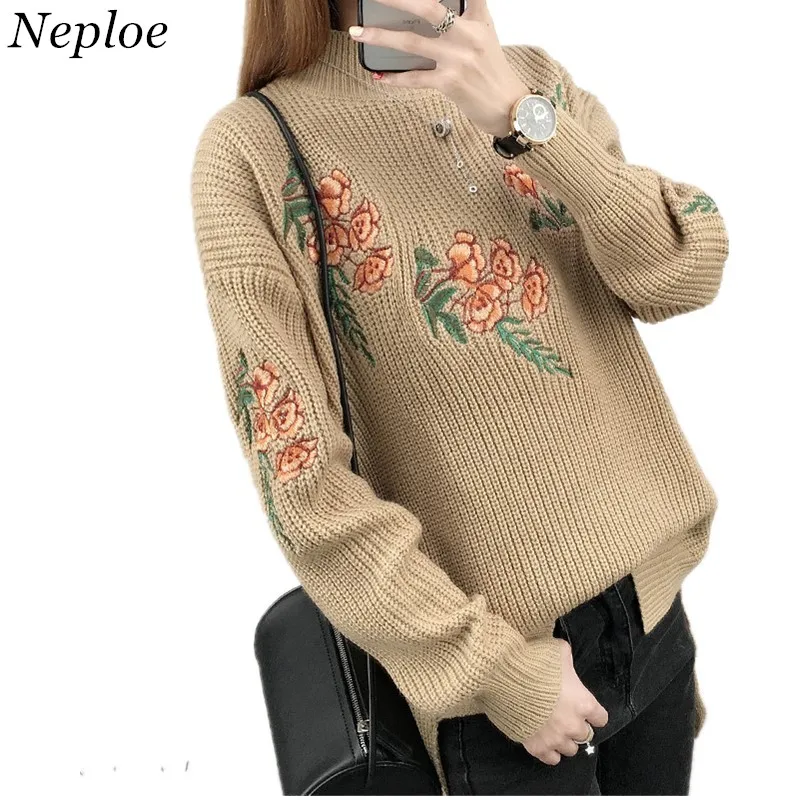 Neploe Women Turtleneck Sweaters 2018 Korean Autumn Fashion Flower