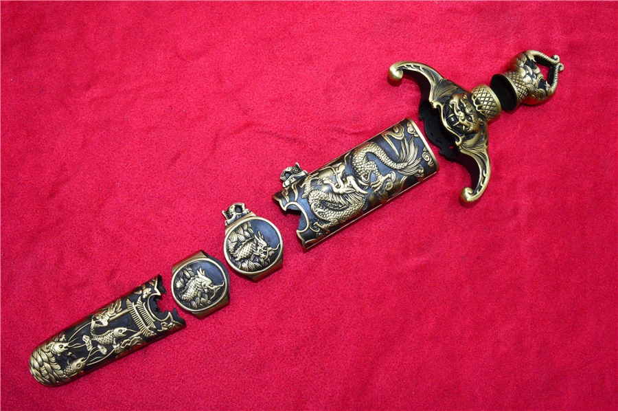 A Set Very Nice Brass Carved Dragon Fittings For Chinese Han Jian Sword ...