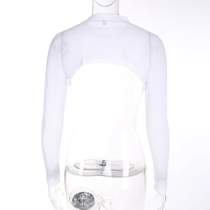 Summer Tops and Tees Sexy Women's T Shirt Long Sleeve Transparent Mesh ...