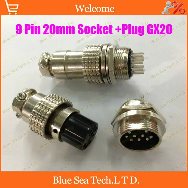 9 Pin 20mm Male & Female Wire Panel Connector kit GX20 Socket+Plug,RS765 Aviation plug interface ...
