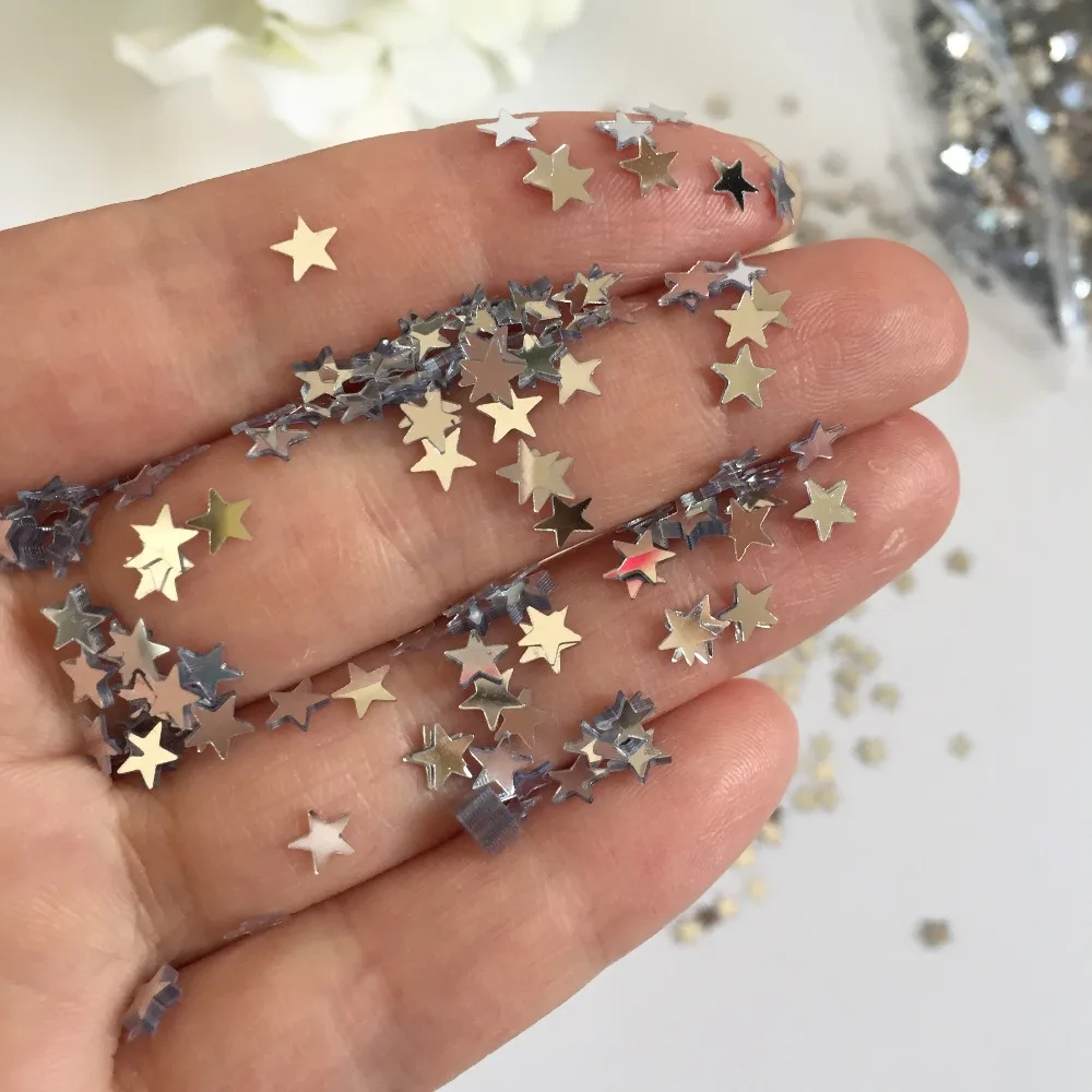 Super-tiny-Silver-pvc-stars-Foil-Confetti-christening-baptism ...