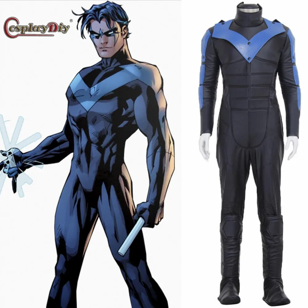 Cosplaydiy Arkham City Nightwing Cosplay Costume Nightwing Jumpsuit Men ...