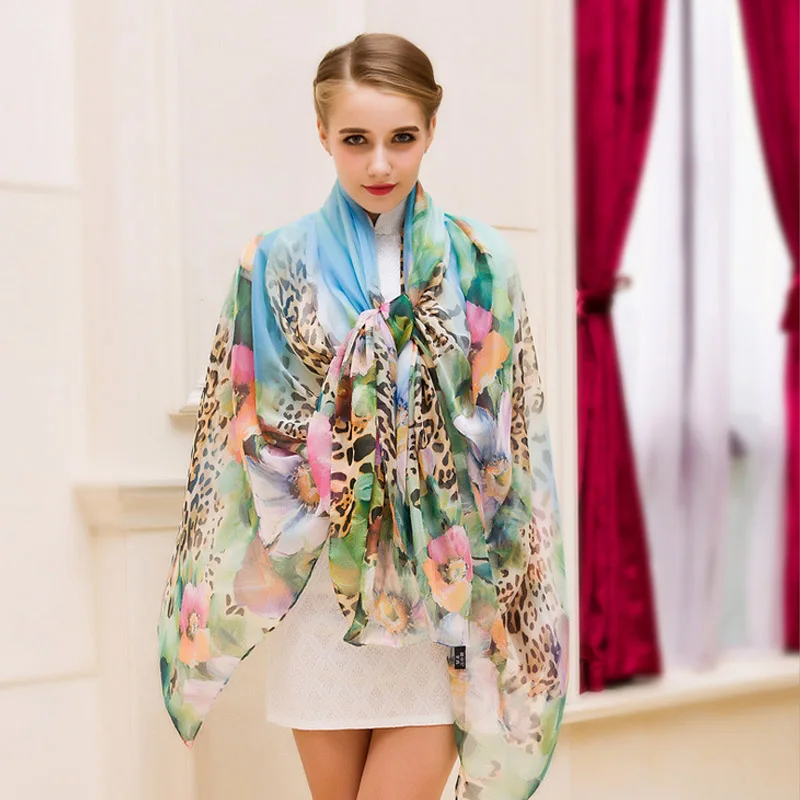 Chiffon Women Scarf Sexy Leopard Print silk scarf Fashion Wraps Multi ...