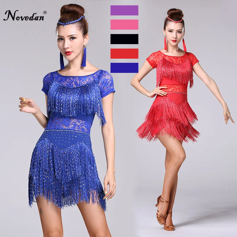 Red Latin Dance Costumes Women Salsa Dancewear Dance Costume Dresses ...