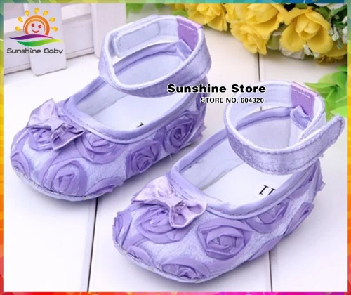 lavender New Infant Baby Girls shoes antiskid walker shoes rosset ...