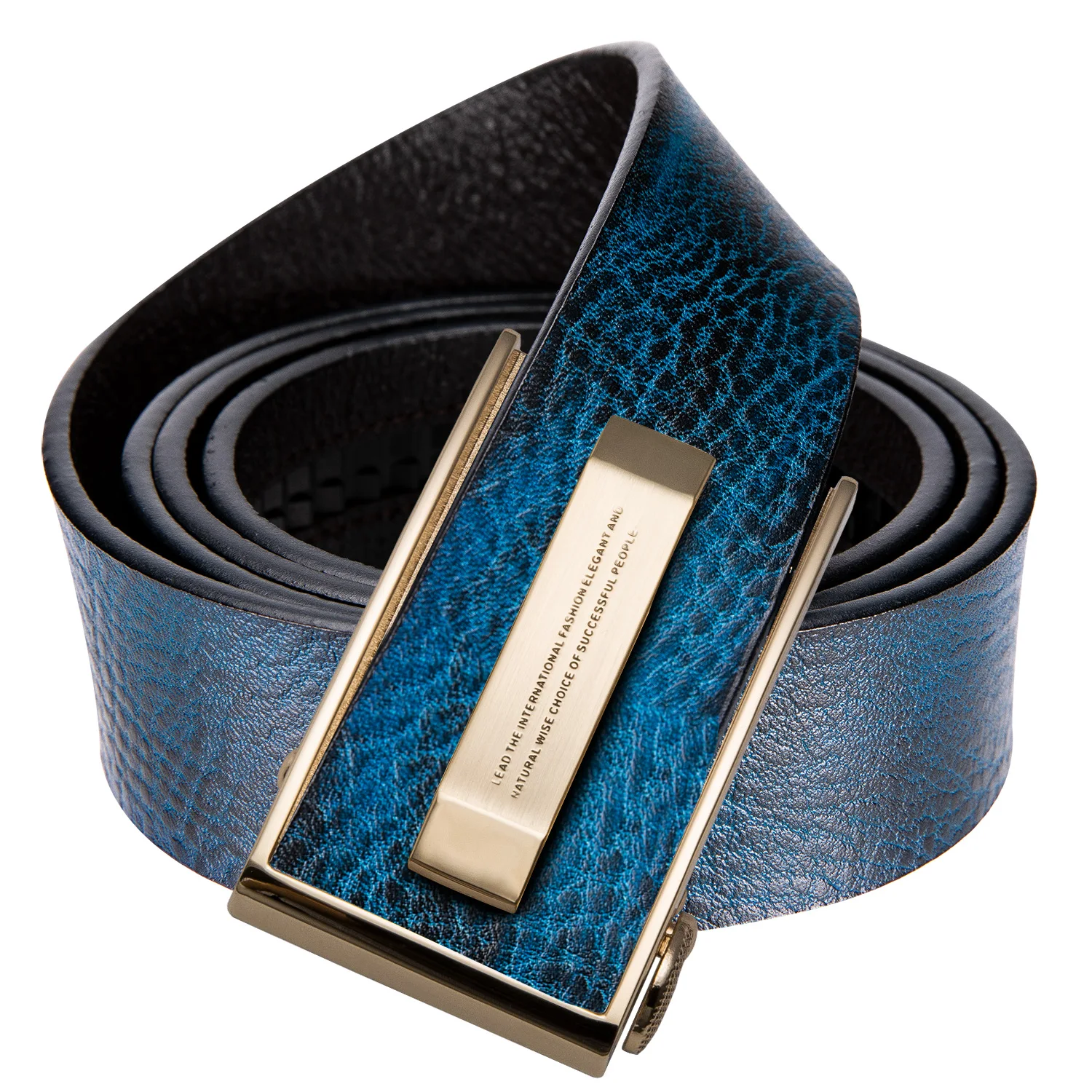 Hi Tie Casual Style Blue Leather Belt for Jeans Men's Fashion Genuine ...