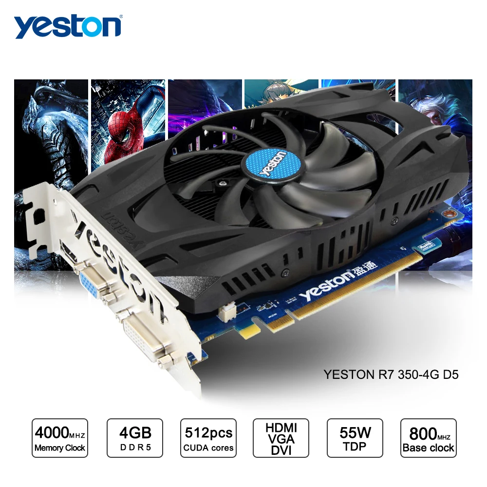 Aliexpress.com : Buy Yeston Radeon R7 350 GPU 4GB GDDR5 128bit Gaming ...