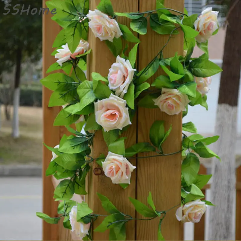 1Pcs DIY Artificial Rose Vines 4 Color Flowers For Wedding Decoration ...