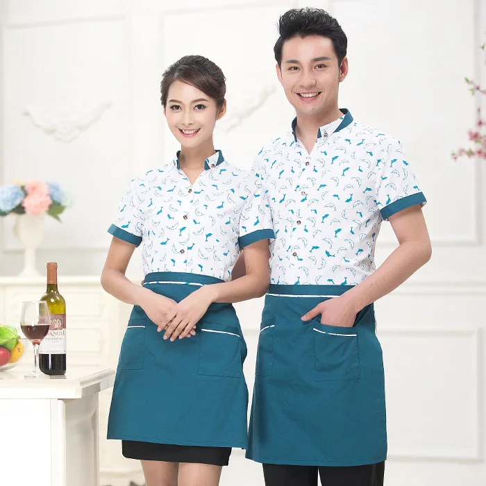 Hotel-Overalls-Summer-Women-s-Restaurant-Cafe-Waitress-Uniform-Single ...