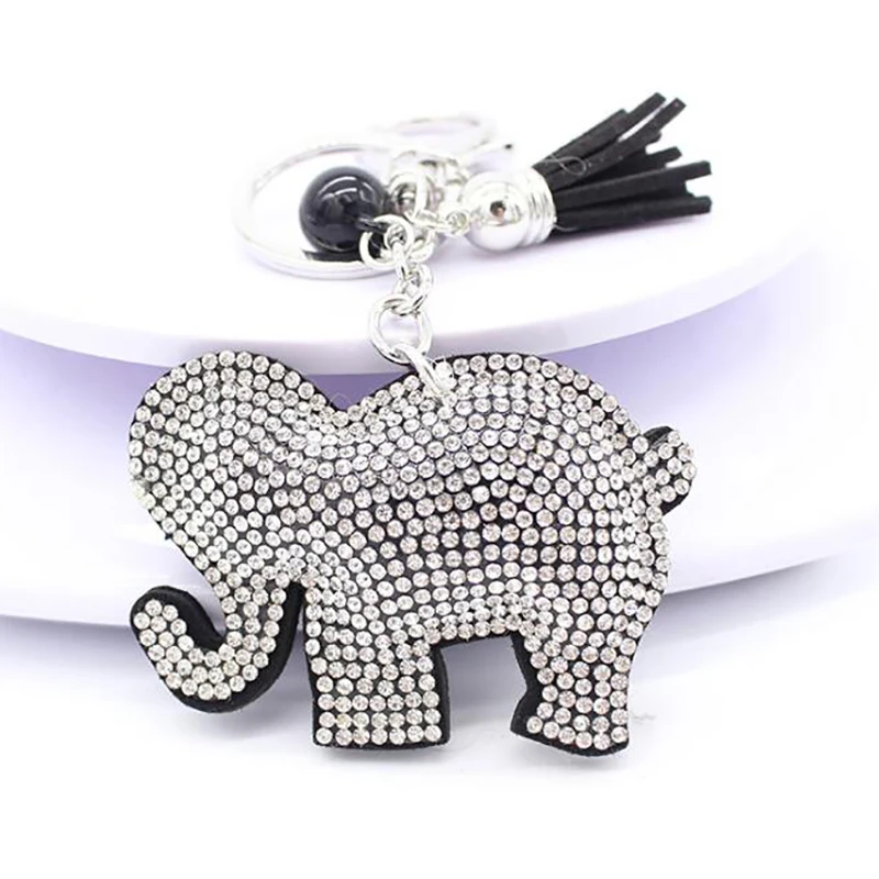 Cute PU Elephant keychain Faux Leather key chain Charm Pendant Fringe ...
