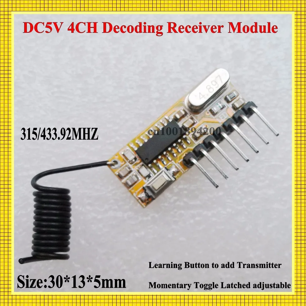 RF Receiver Module DC 5V 4CH Decoding Receiver Module Superheterodyne ...