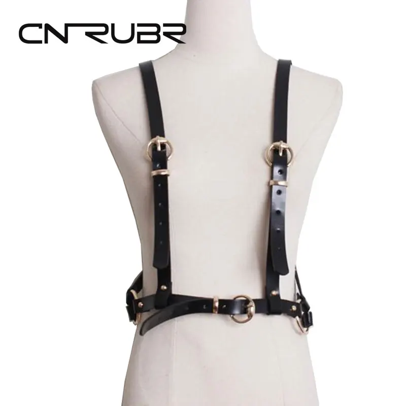 Cnrubr Women Belt Fashion Dark Rock Street Strap Leather Harness Body ...