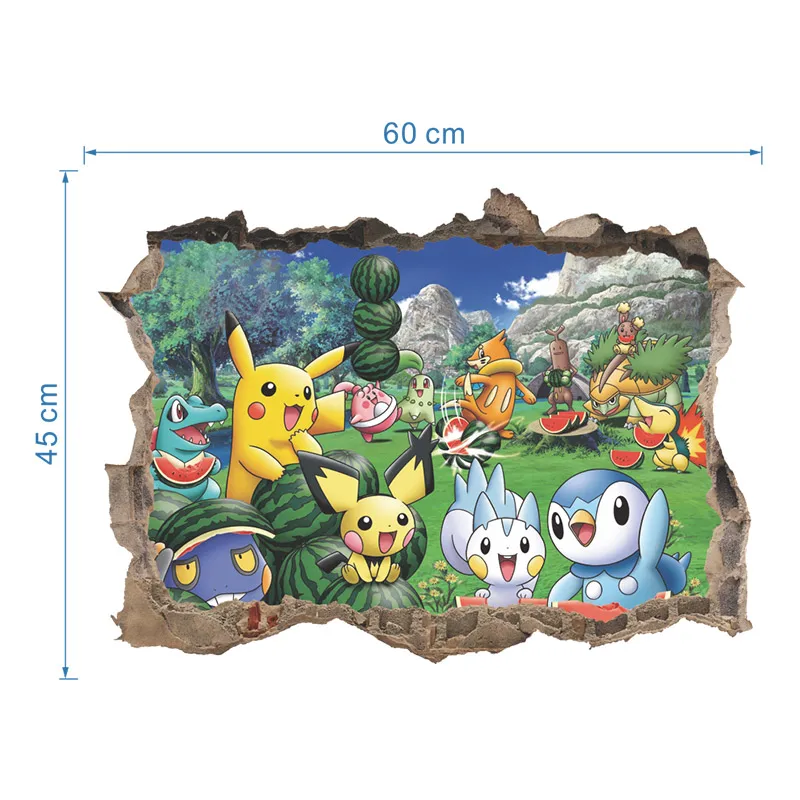 Pokemon Pikachu Watermelon 3D Cartoon Wall Sticker Poster - KawaiiMerch.com