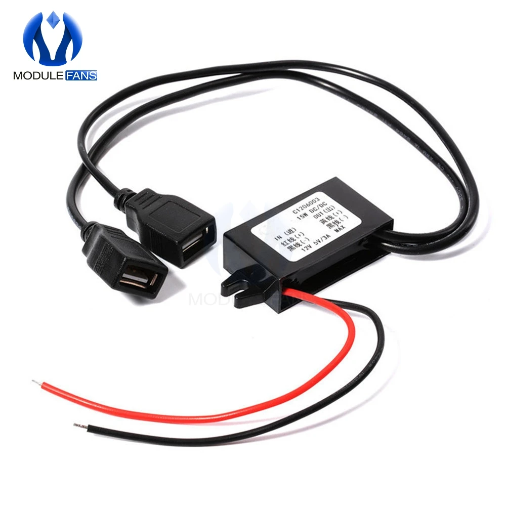 DC-DC Car Power 12V to 5V 3A 15W Converter Module Micro USB Step Down ...