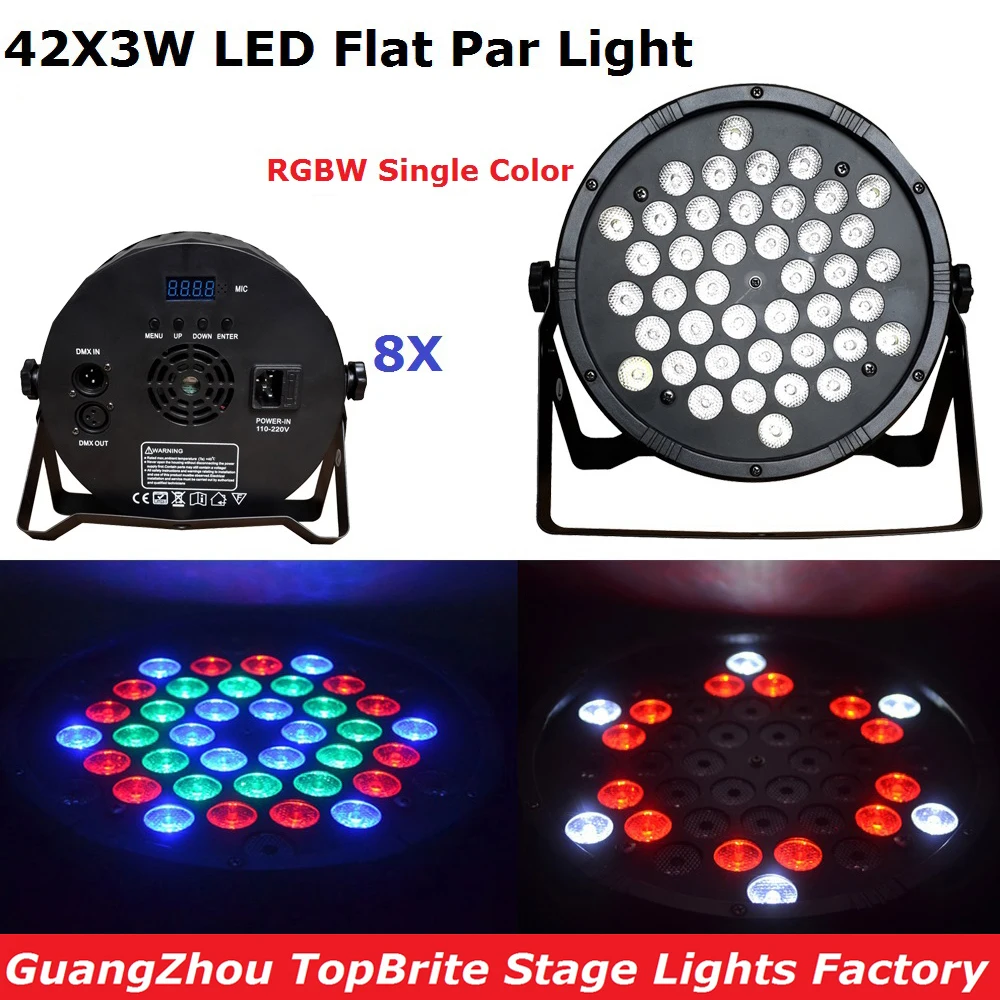 8XLot High Power Led Par Light 42X3W RGBW Single Color LED Flat Par ...
