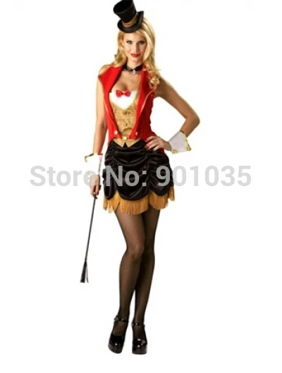 Free Shipping Ladies Circus Ringmaster Lion Tamer Outfit Fancy Dress