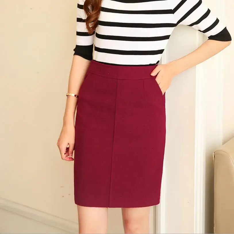 2018 Fashion Autumn Winter Women Skirt High Waist Pencil Skirt Slim