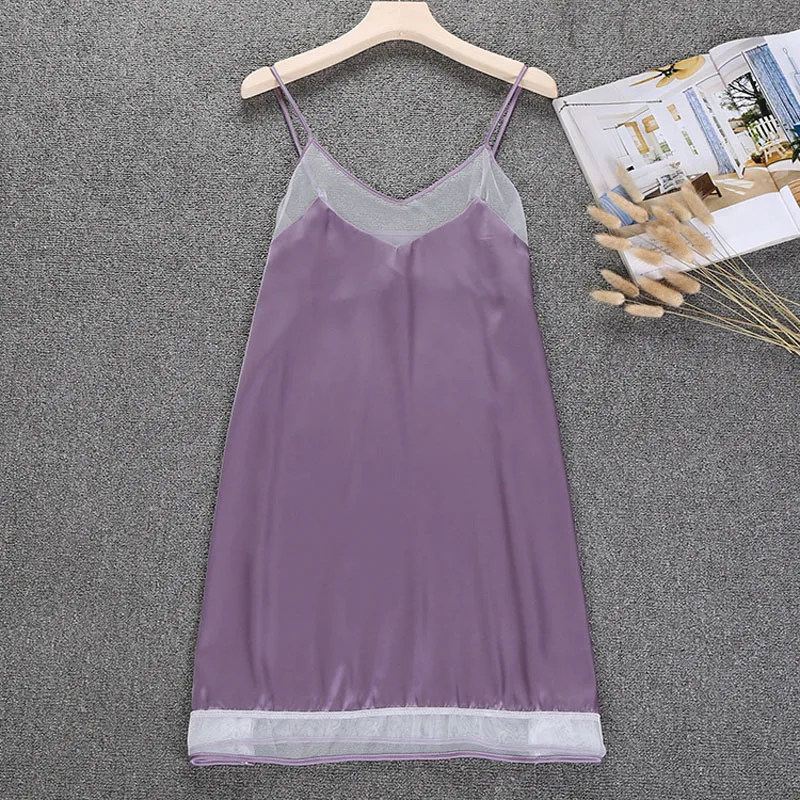Women Sexy Lace Nightgown Silk Nightdress Stretch Mini Dress Sleepwear