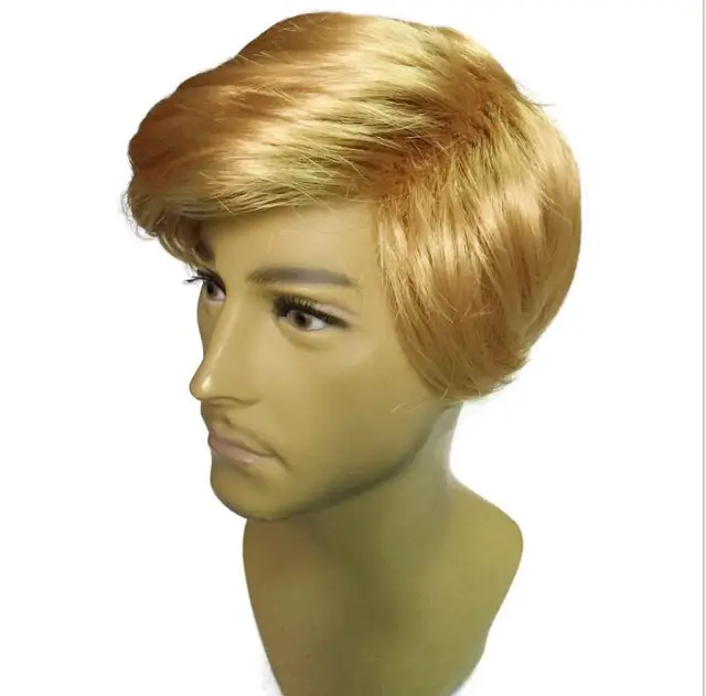 Donald Trump Gold Wig Costume Comb Over Hair Us President Cosplay For Halloween Costume Adult
