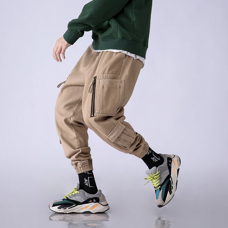 Men Fashion Multi Pocket Cargo Pant Loose Casual Zipper Harem Trousers