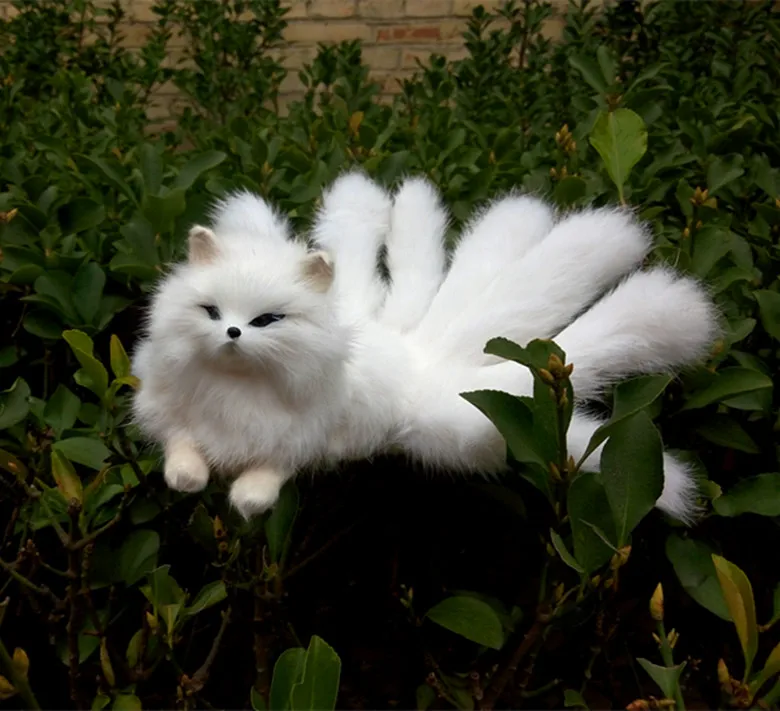 new creative simulation nine tails fox toy polyethylene & furs white ...