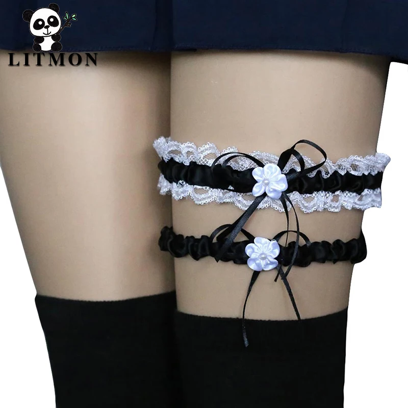 Litmon 2pcs Garters Belt Stockings Spandex Leg Garter Wedding Bridal