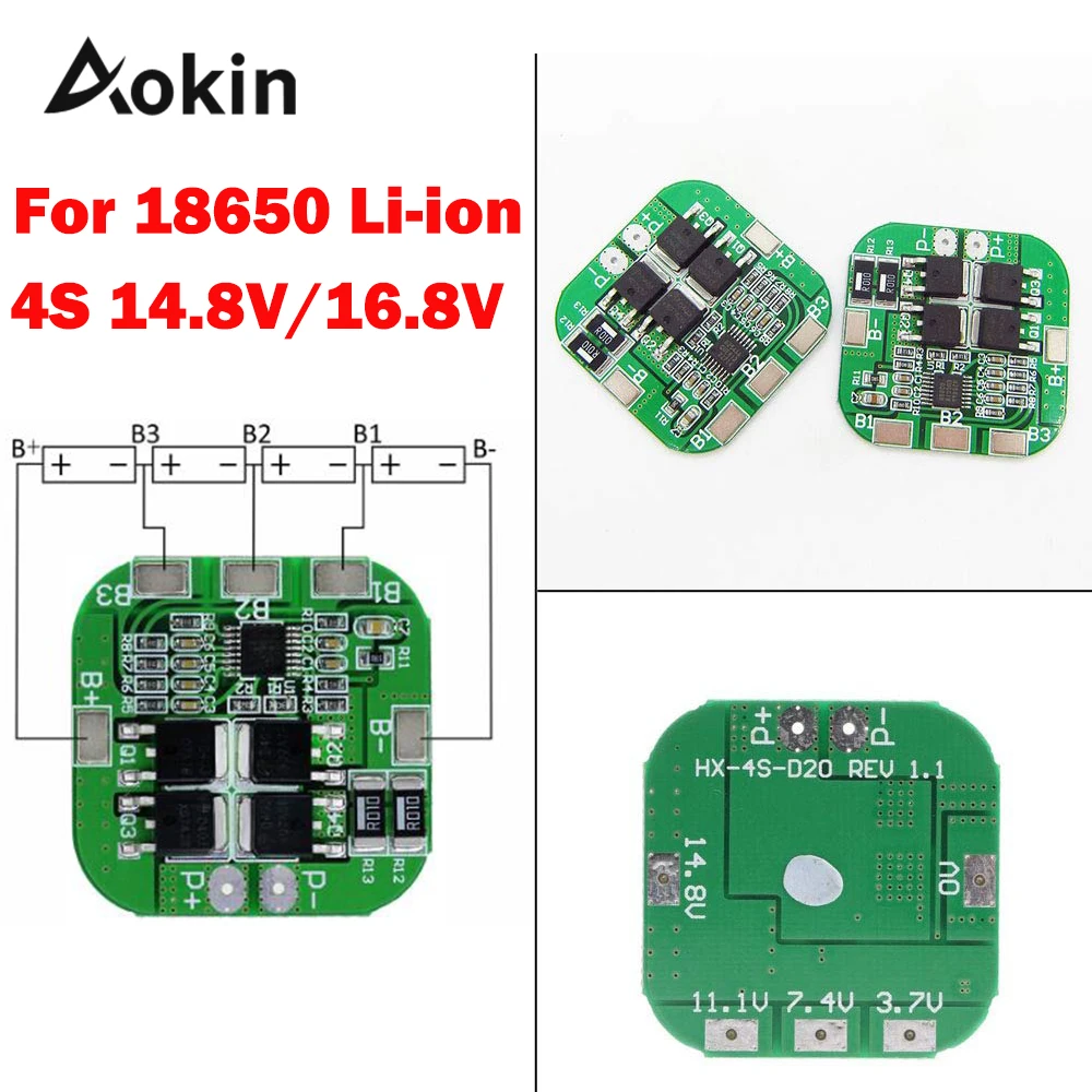 4S 14.8V 16.8V 20AสูงสุดLi Ion BMS PCMบอร์ดป้องกันแบตเตอรี่BMS PCM ...